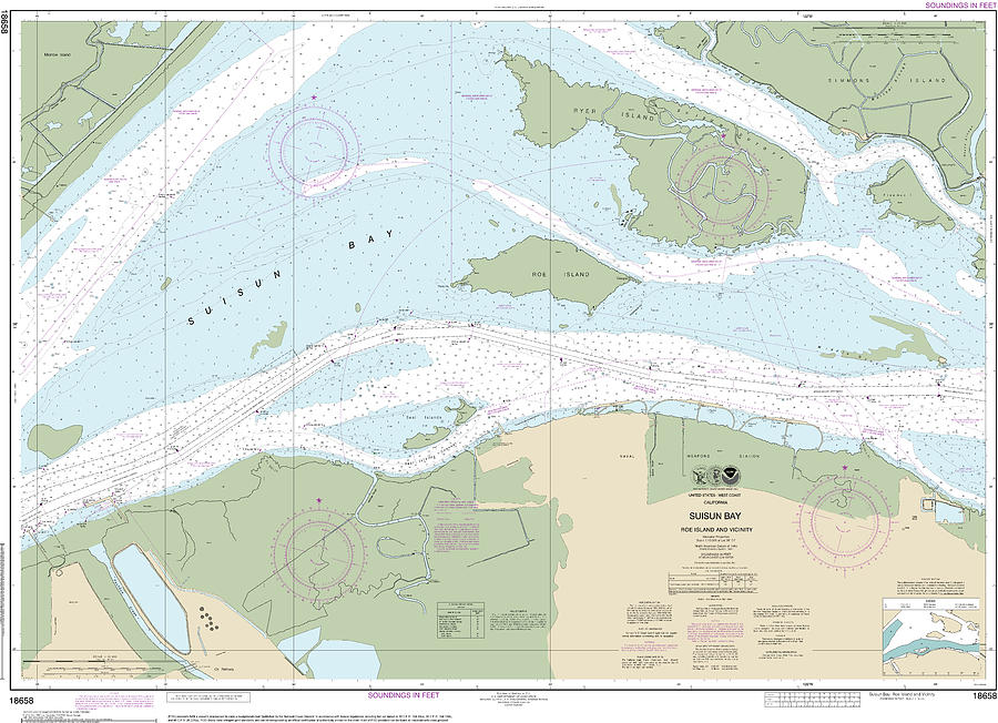 Nautical Chart-18658 Suisun Bay-roe Island-vicinity Mixed Media by Sea ...