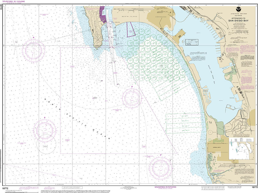 Nautical Chart-18772 Approaches-san Diego Bay Mixed Media by Sea Koast ...