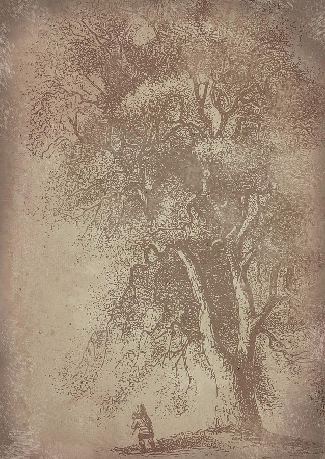 Old big tree Vintage paper nature Digital Art by Michael Speer - Fine ...