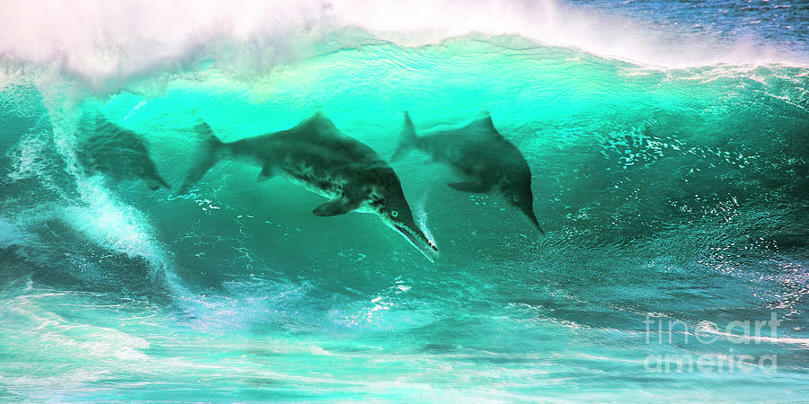 Ophthalmosaurus Marine Reptiles Swimming Photograph by Jose Antonio ...