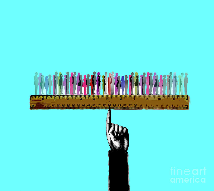 People Balanced On Ruler On A Pointing Finger Photograph by Fanatic ...