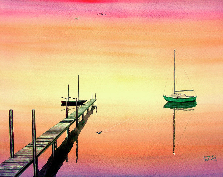 Pier & Boat Painting by Patrick Sullivan - Fine Art America
