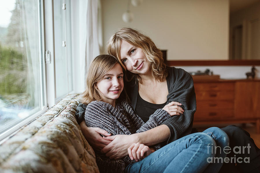Portrait Affectionate Mother And Daughter Cuddling Photograph By Caia