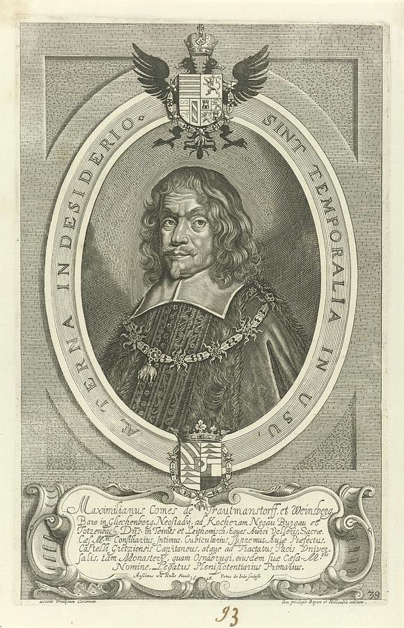 Portrait of Maximilian, Count of Trautmanstorff, Pieter de Jode II, after Anselm van Hulle, 1648 ...