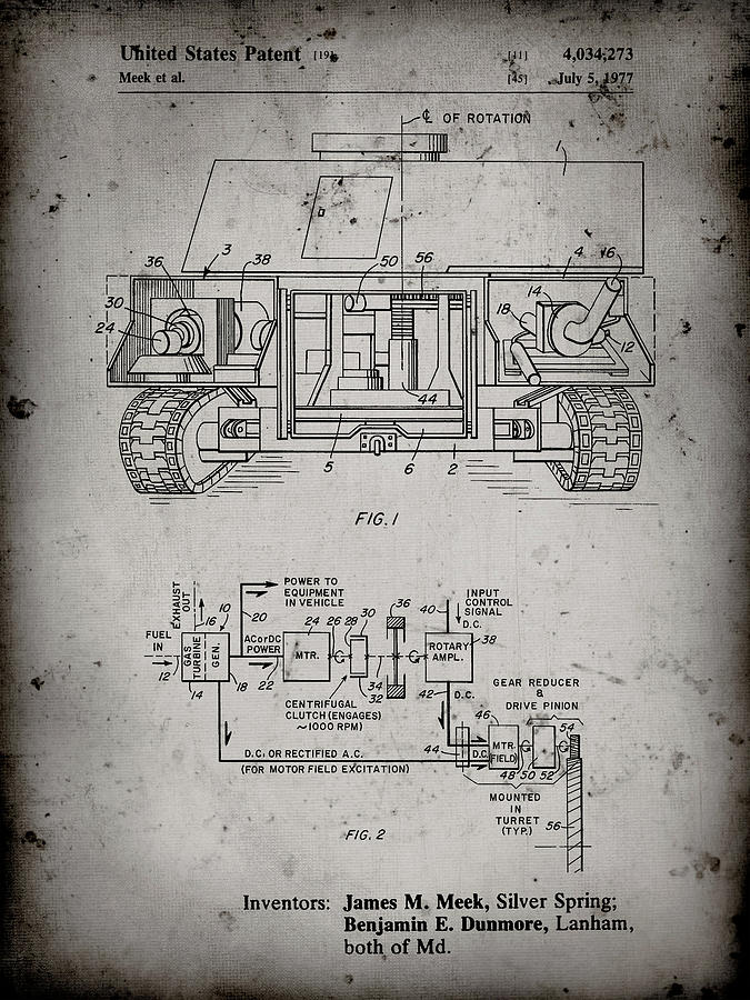 Pp1116-faded Grey Turret Drive System Patent Poster Digital Art by Cole ...