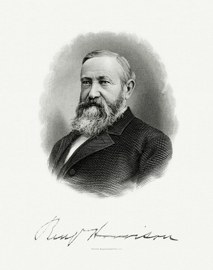 President Benjamin Harrison Painting by The Bureau of Engraving and ...