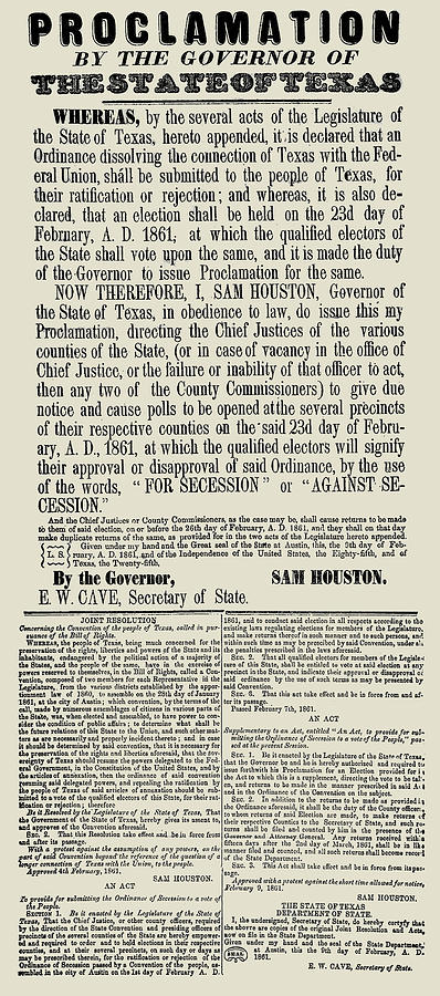 Proclamation by the Governor of the State of Texas Painting by Sam ...