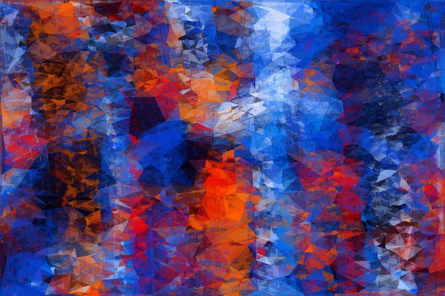 Psychedelic Geometric Polygon Shape Pattern Abstract In Red Orange Blue ...