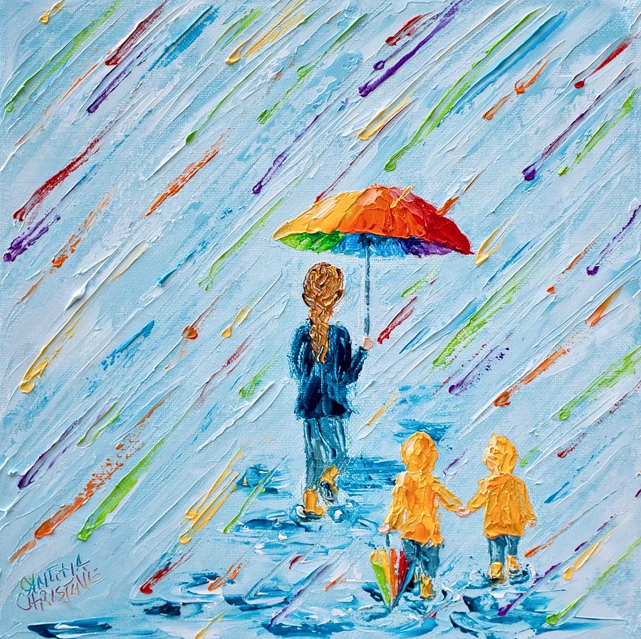 Puddle Jumping Like Mom... Almost Painting by Cynthia Christine - Fine ...