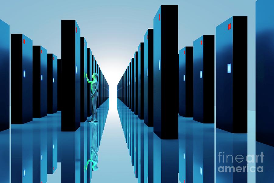 Robot Using A Supercomputer by Science Photo Library