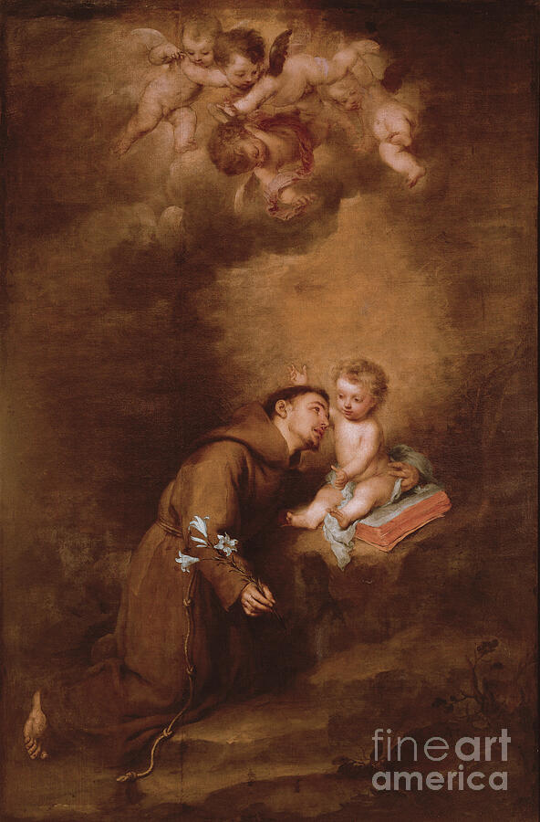 Saint Anthony Of Padua, Circa 1665 Painting by Bartolome Esteban Murillo - Pixels Merch