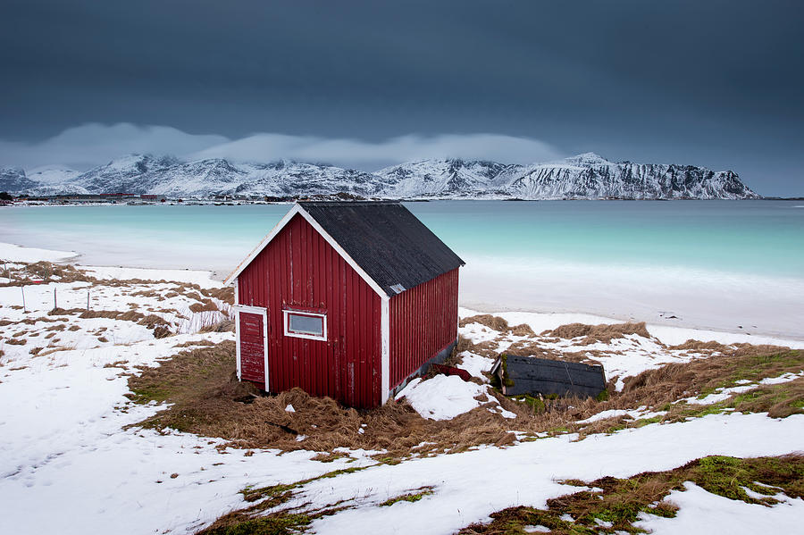Scenic View Of House By Sea, е I Lofoten, Nordland, Norway Digital Art by George Karbus ...