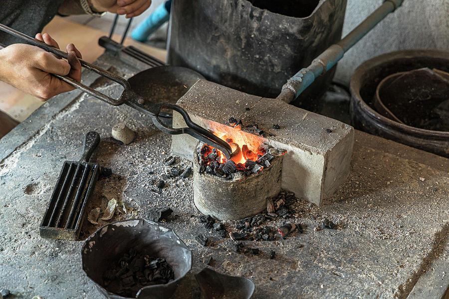 Silver Production In Silversmiths On Inle Lake, Heho, Myanmar ...