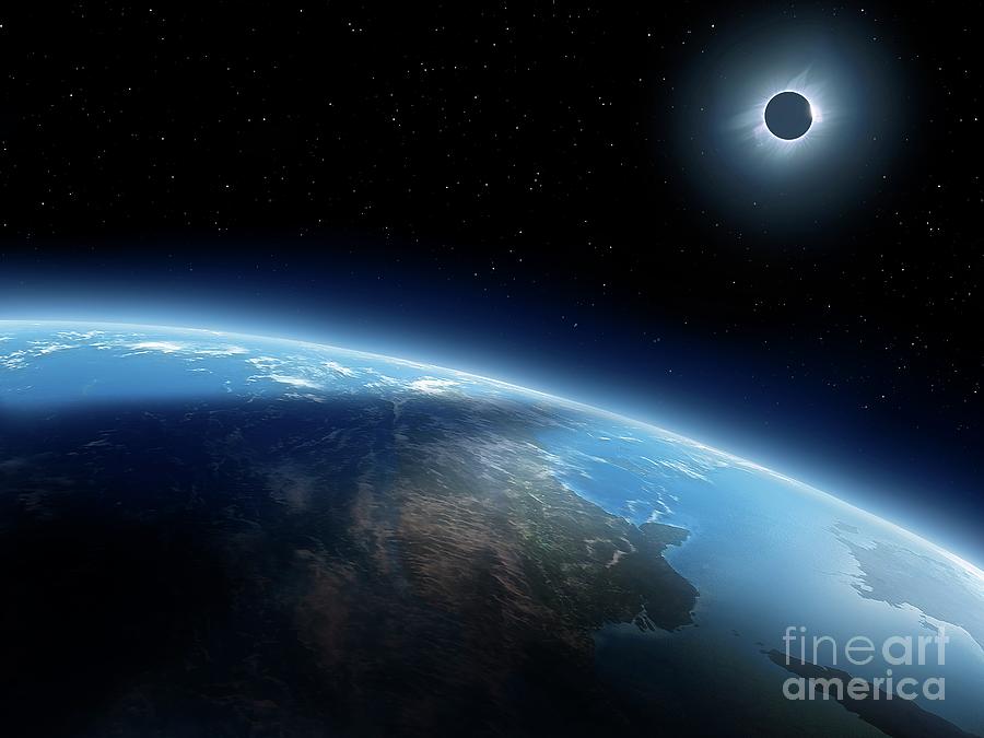 Solar Eclipse From Space Photograph by Mark Garlick/science Photo ...