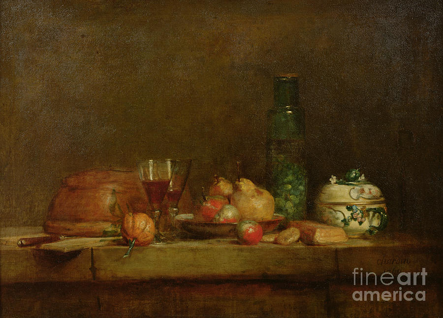 Still Life With A Bottle Of Olives, 1760 Painting by Jean-baptiste ...