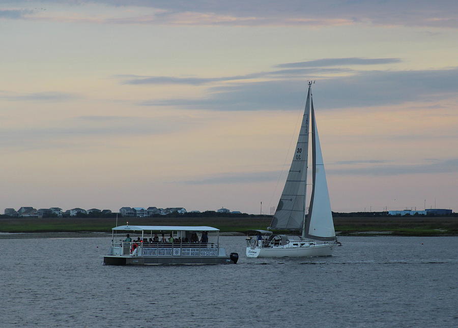 Sunset, Tour Ferry And Sunset Photograph by Cathy Lindsey - Pixels