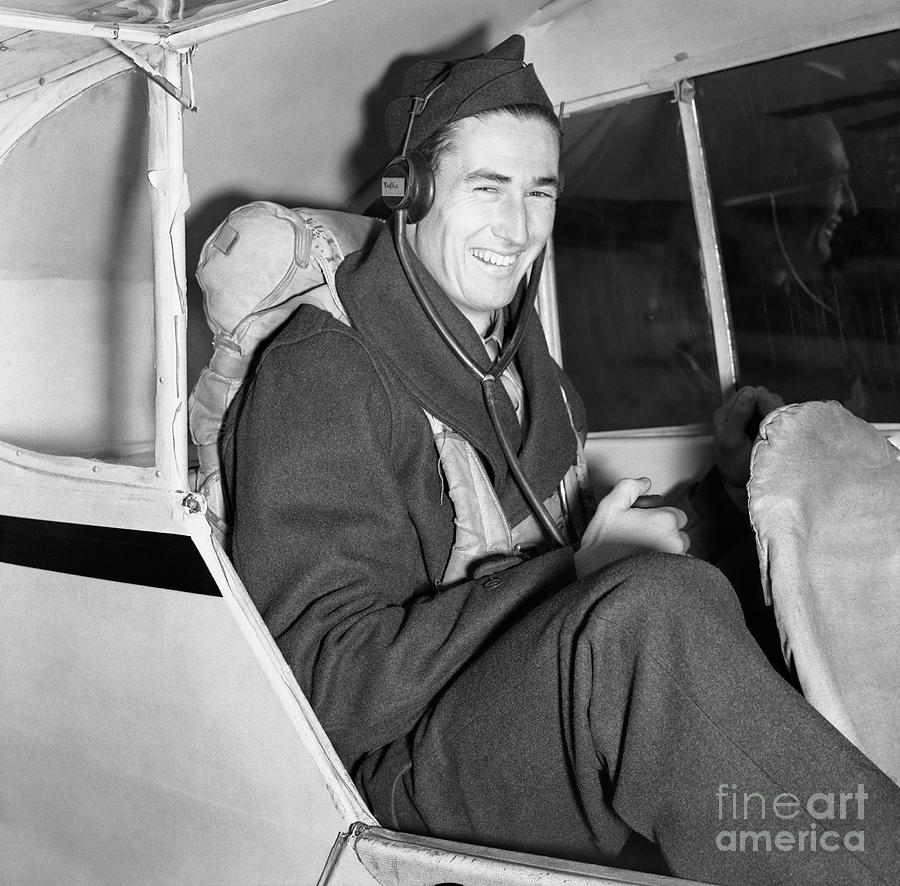 Ted Williams Sitting In Airplane Cockpit by Bettmann