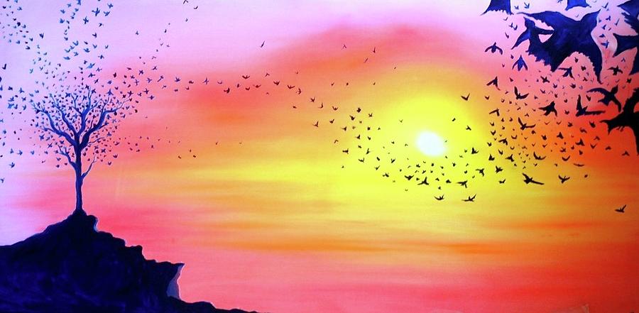 The birds Painting by Michael Spitz