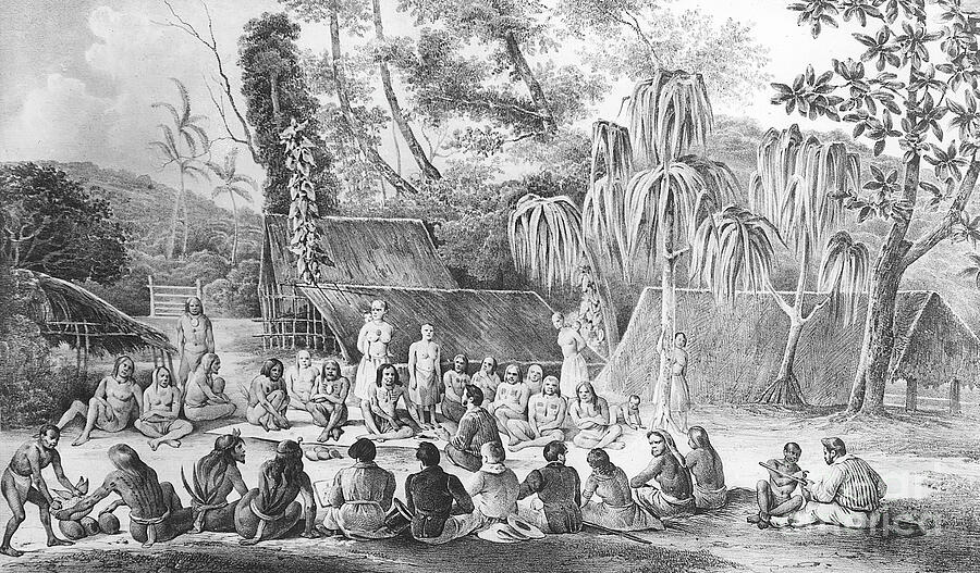 The Chiefs Of Tikopia Received The Officers Of The Astrolabe Drawing by ...