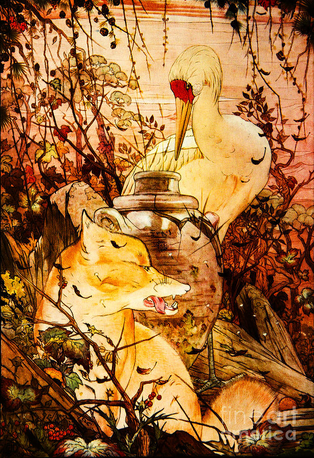 The Fox And The Stork Aesops Fables Painting by Peter Ogden Gallery