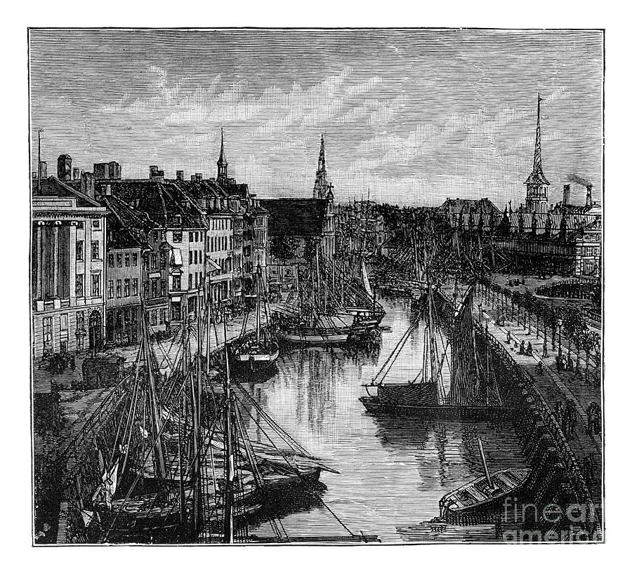 The Harbour, Copenhagen, Denmark Drawing by Print Collector - Fine Art ...