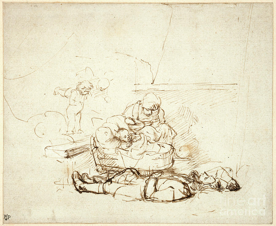 The Holy Family Sleeping, With Angels, 1645 Painting by Rembrandt ...