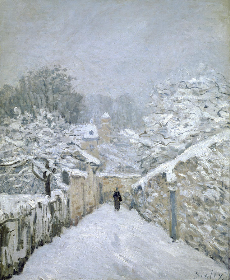The Snow In Louveciennes By Alfred Painting by Artist - Alfred Sisley ...