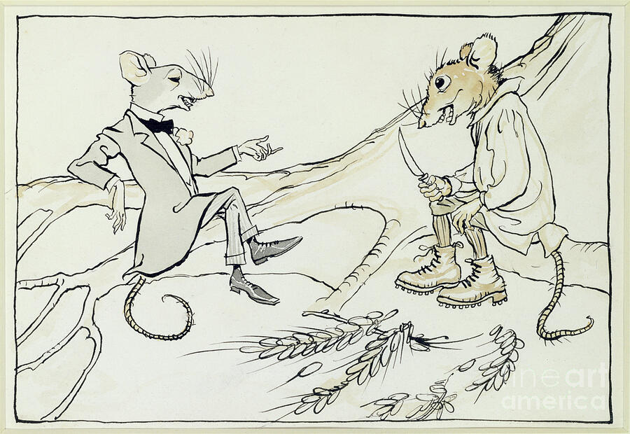 The Town Mouse And The Country Mouse, Illustration From Aesops Fables ...
