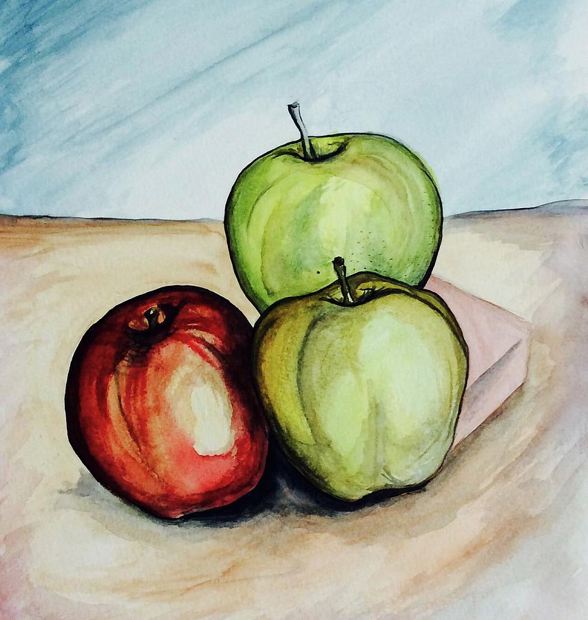 Three Apples - Color Painting by Michell Rosenthal - Fine Art America