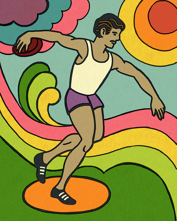 Throwing a Discus Drawing by CSA Images - Fine Art America