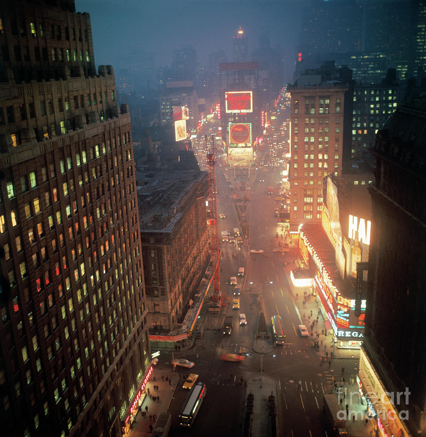 Times Square At Night by Bettmann