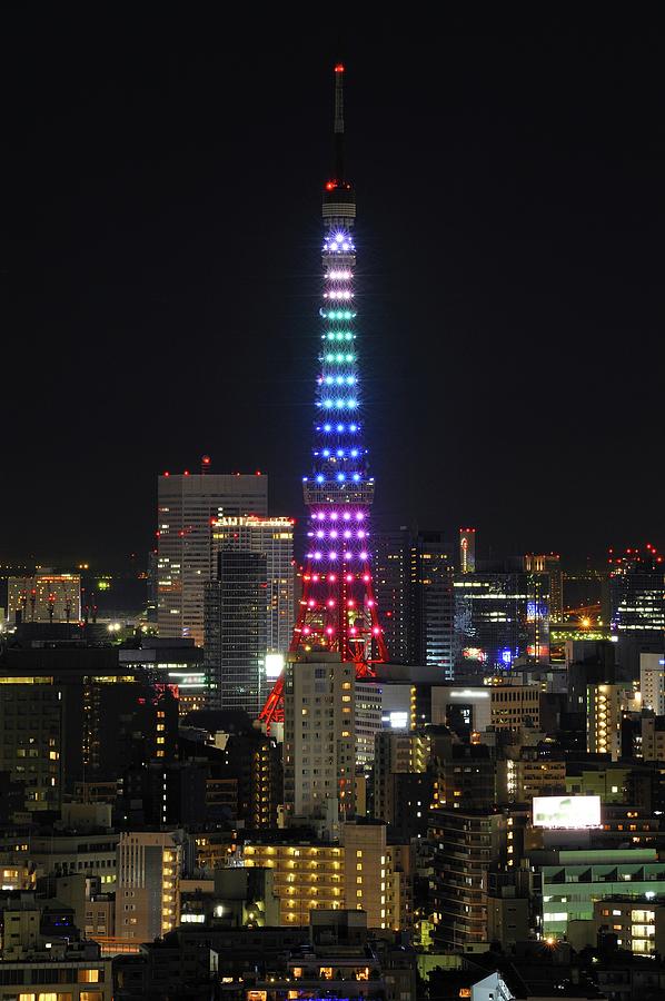 Tokyo Tower In Colourful Illumination by Vladimir Zakharov