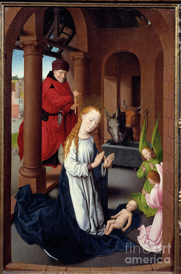 Triptych Of Adoration Of The Magi. Detail Of The Left Panel: La Nativite, C.1470 (tempera On ...