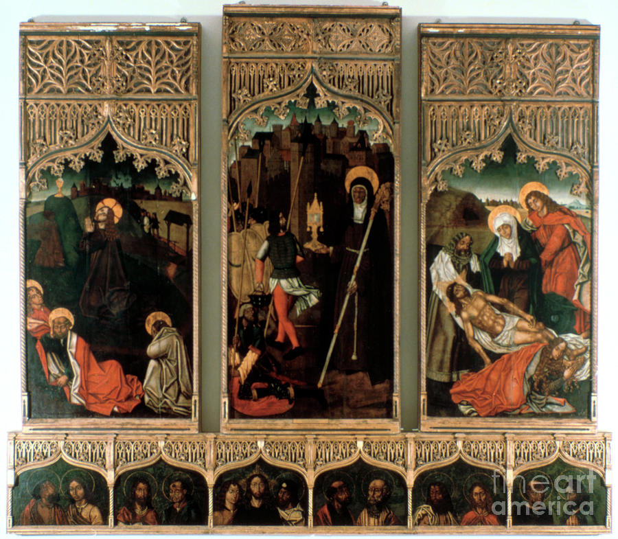 Triptych Of Santa Clara, 1486. Artist Drawing by Print Collector - Fine ...