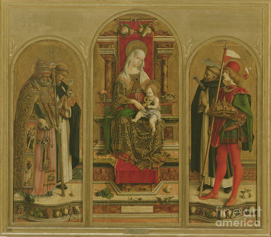 Triptych: Virgin And Child With Four Saints, 1482 Painting by Carlo Crivelli - Fine Art America