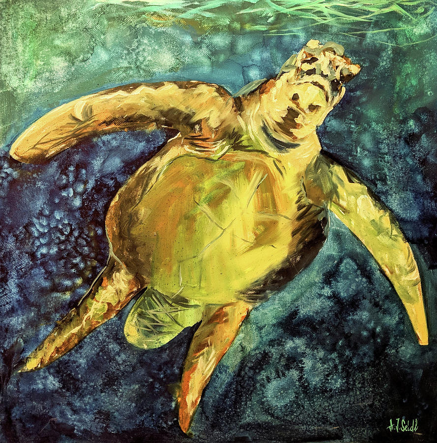 Turtle Float Painting by Albert Seidl | Fine Art America