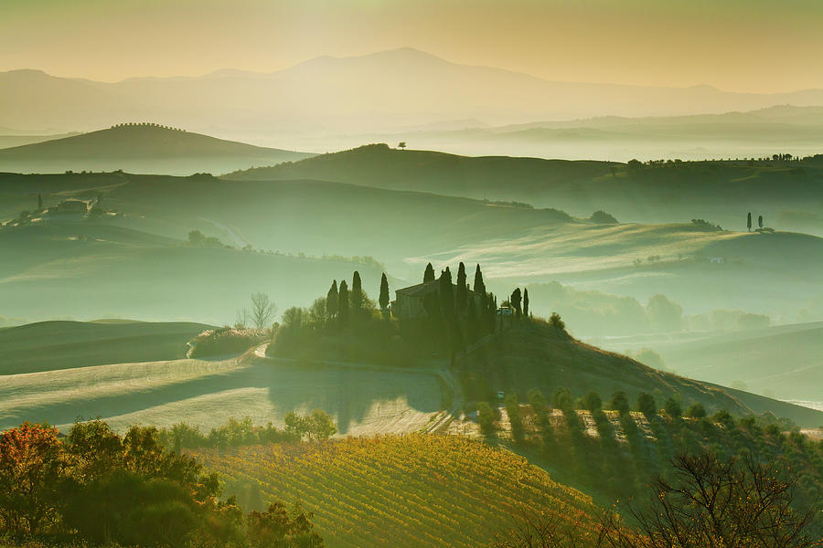 Tuscany Rolling Landscape At Dawn Digital Art By Olimpio Fantuz Fine Art America