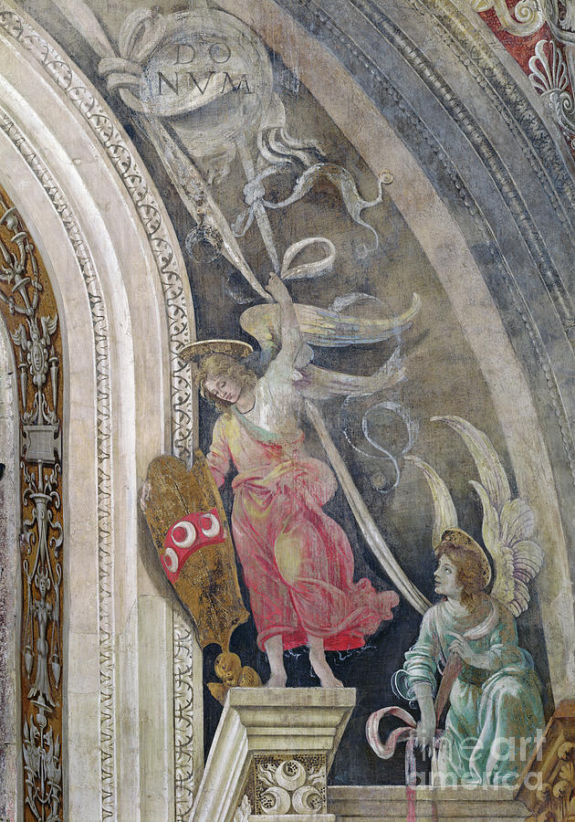 Two Angels, Detail From Right Side Of The East Wall In Strozzi Chapel, C.1457-1502 Painting by ...
