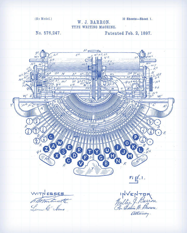 Type Writing Machine Digital Art by Gary Grayson