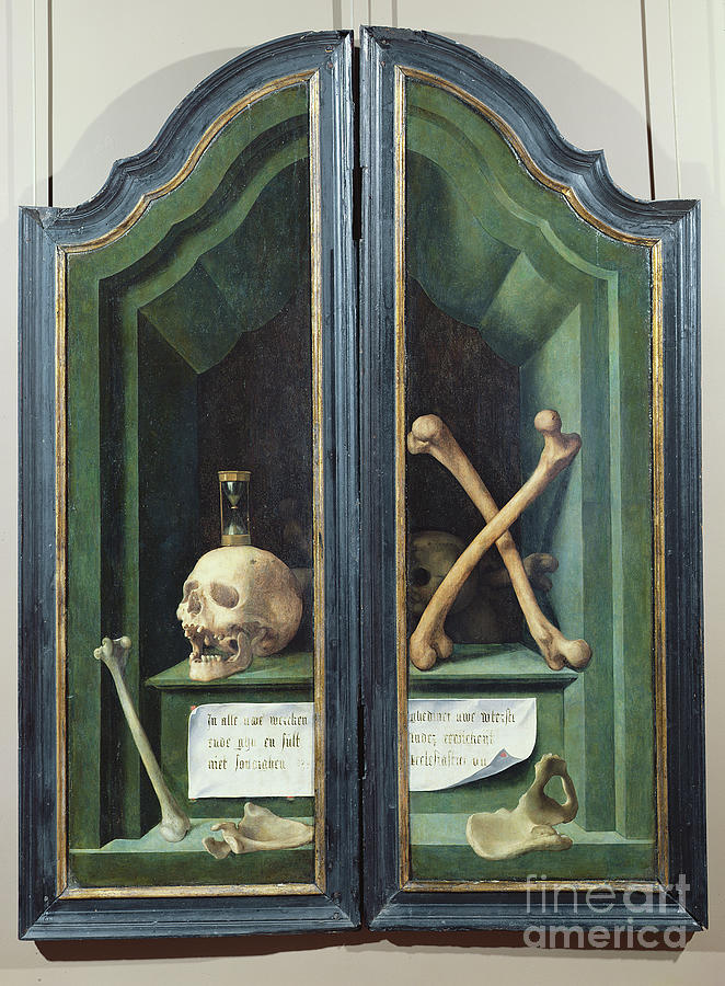 Vanitas, Reverse Of Two Panels From A Triptych Painting by Flemish School - Pixels