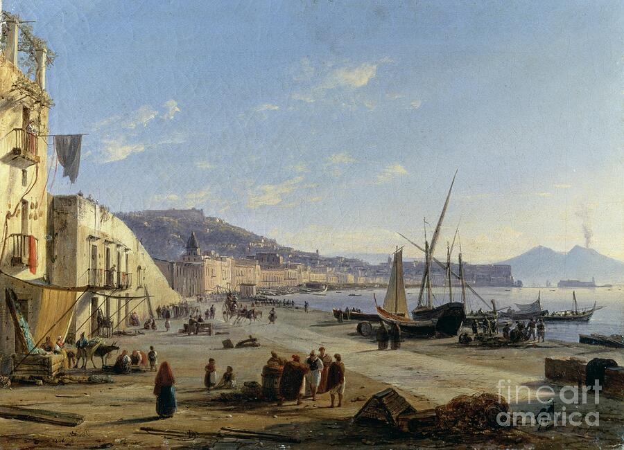 View Of Naples With Vesuvius In Background, 1829, By Anton Sminck Van ...