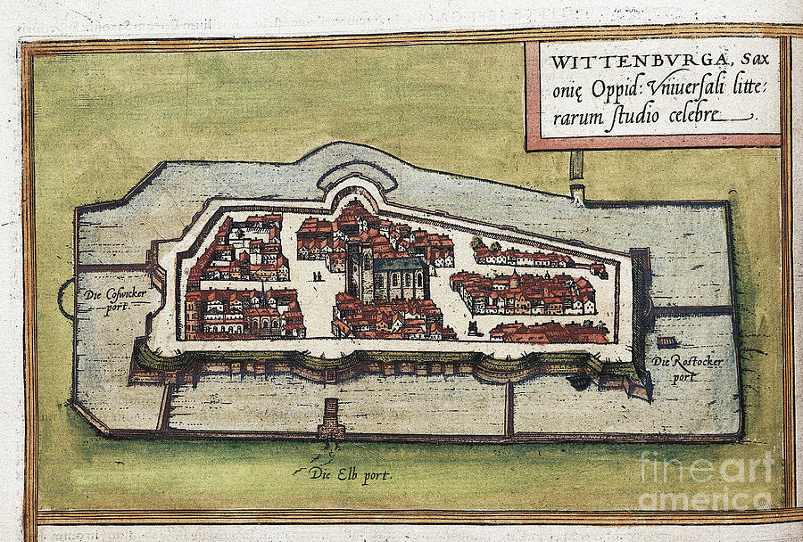 View Of The City Of Wittenberg In Germany, Detail, 1572 Painting by ...