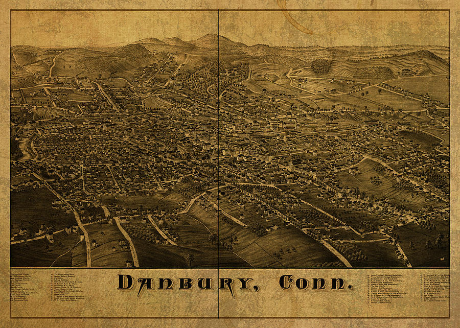 Vintage Map of Danbury Connecticut 1884 Mixed Media by Design Turnpike - Fine Art America