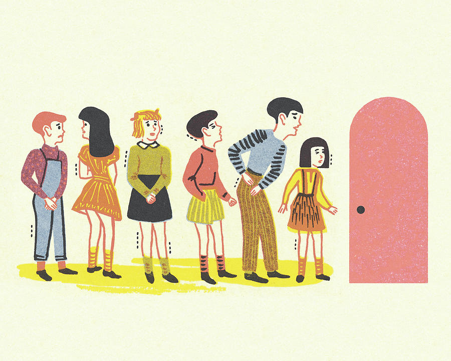 Waiting Line at a Door Drawing by CSA Images - Pixels