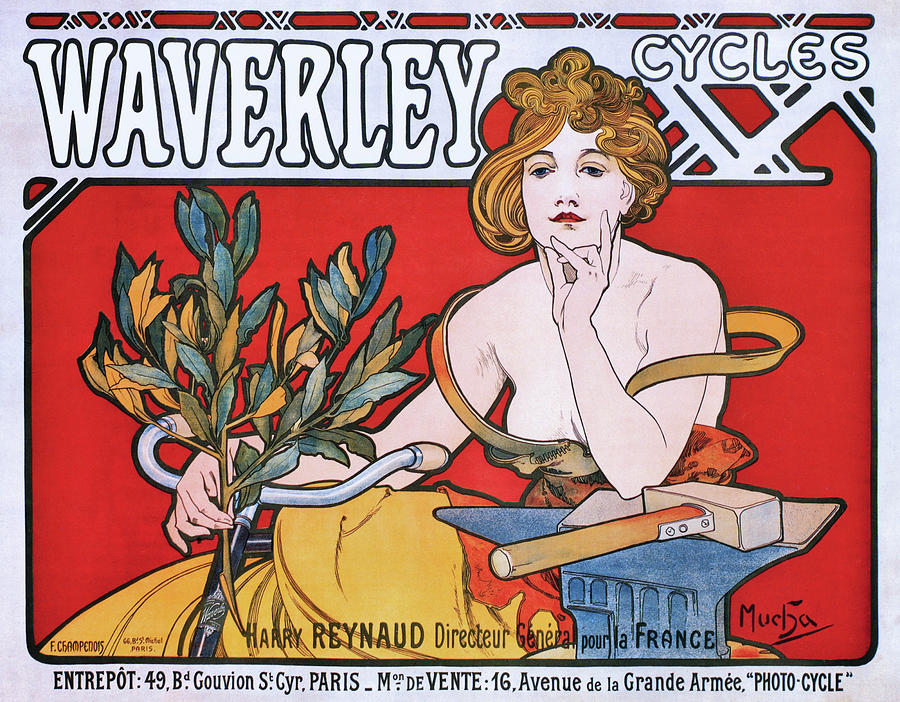 Waverley Cycles - Digital Remastered Edition Painting by Alphonse Mucha ... Waverley Cycles - Digital Remastered Edition Painting by Alphonse Mucha ...