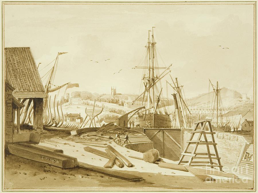 Western Wapping Dock, 1826 Painting by Thomas Leeson The Elder ...