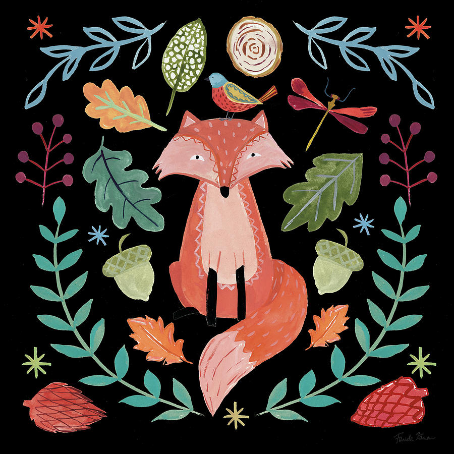 Whimsical Woodland II Black Drawing by Farida Zaman - Fine Art America