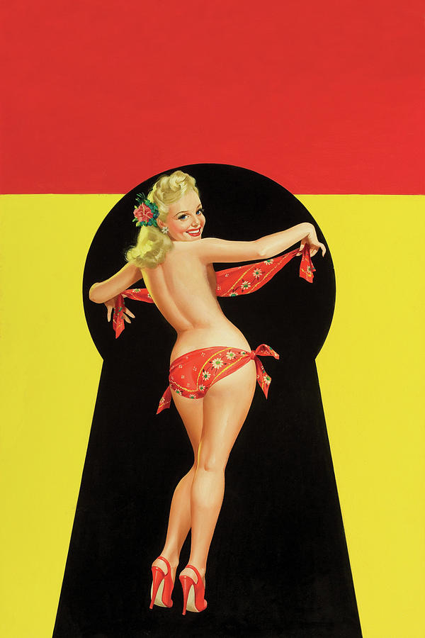 Whisper Magazine; 'Keyhole Pinup with bandana' Painting by Peter Driben - Fine Art America