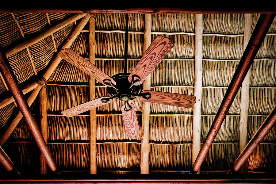 Wooden Fan On Straw Ceiling Digital Art by Claudia Uripos - Fine Art ...