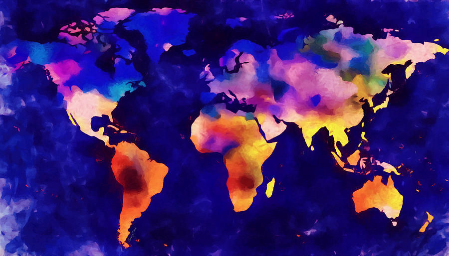 World Map Mixed Media by Stacey Chiew - Pixels